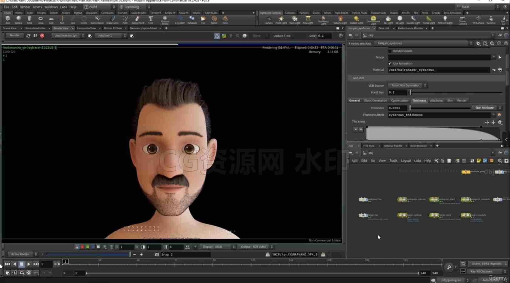 图片[2]-Houdini毛发头发制作教程 Udemy – Intro To Hair And Fur In Houdini 19.5-B站 ...